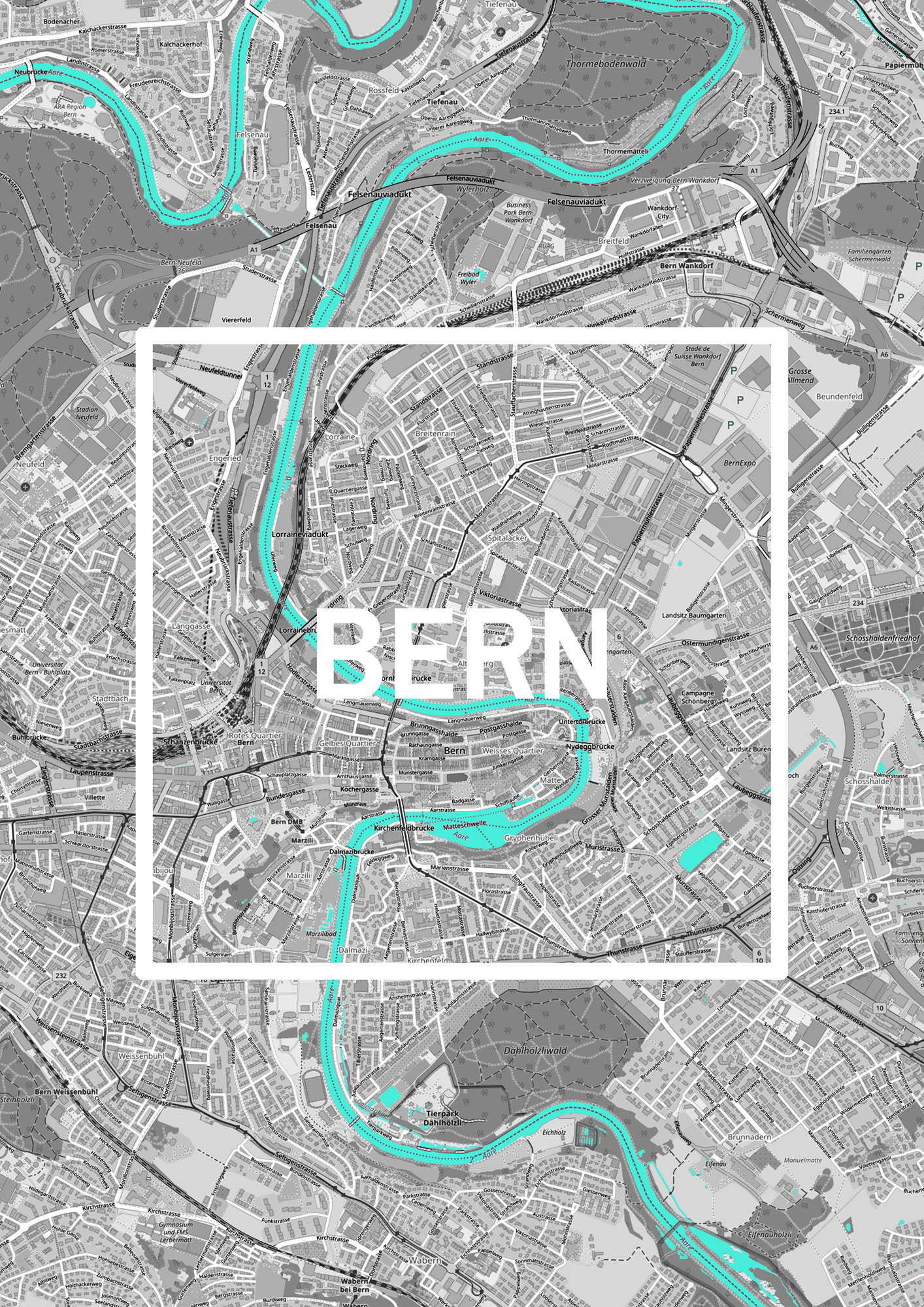KlausUndSo - Bern - Framed City - Stadtplan