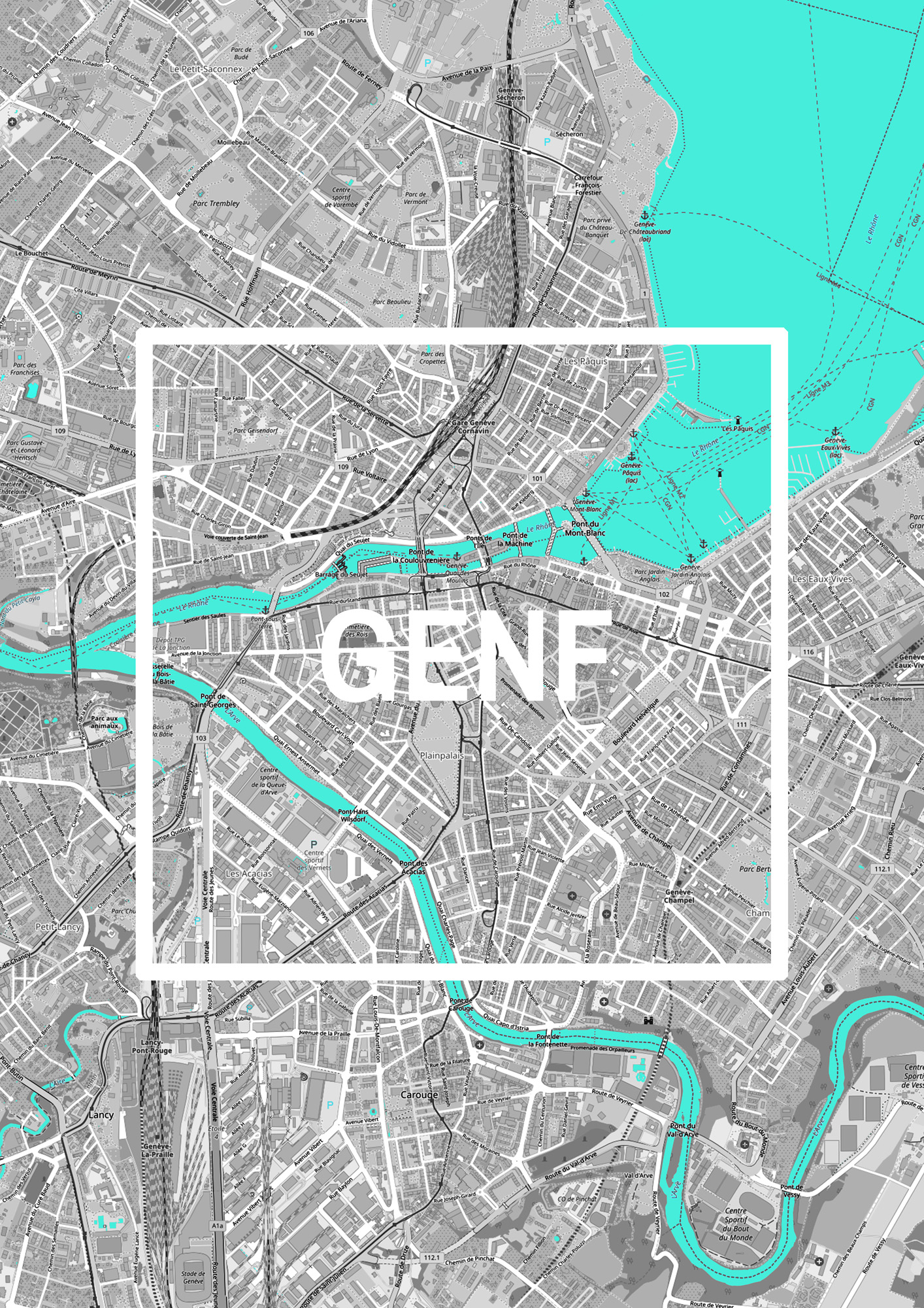 KlausUndSo - Genf - Framed City - Stadtplan