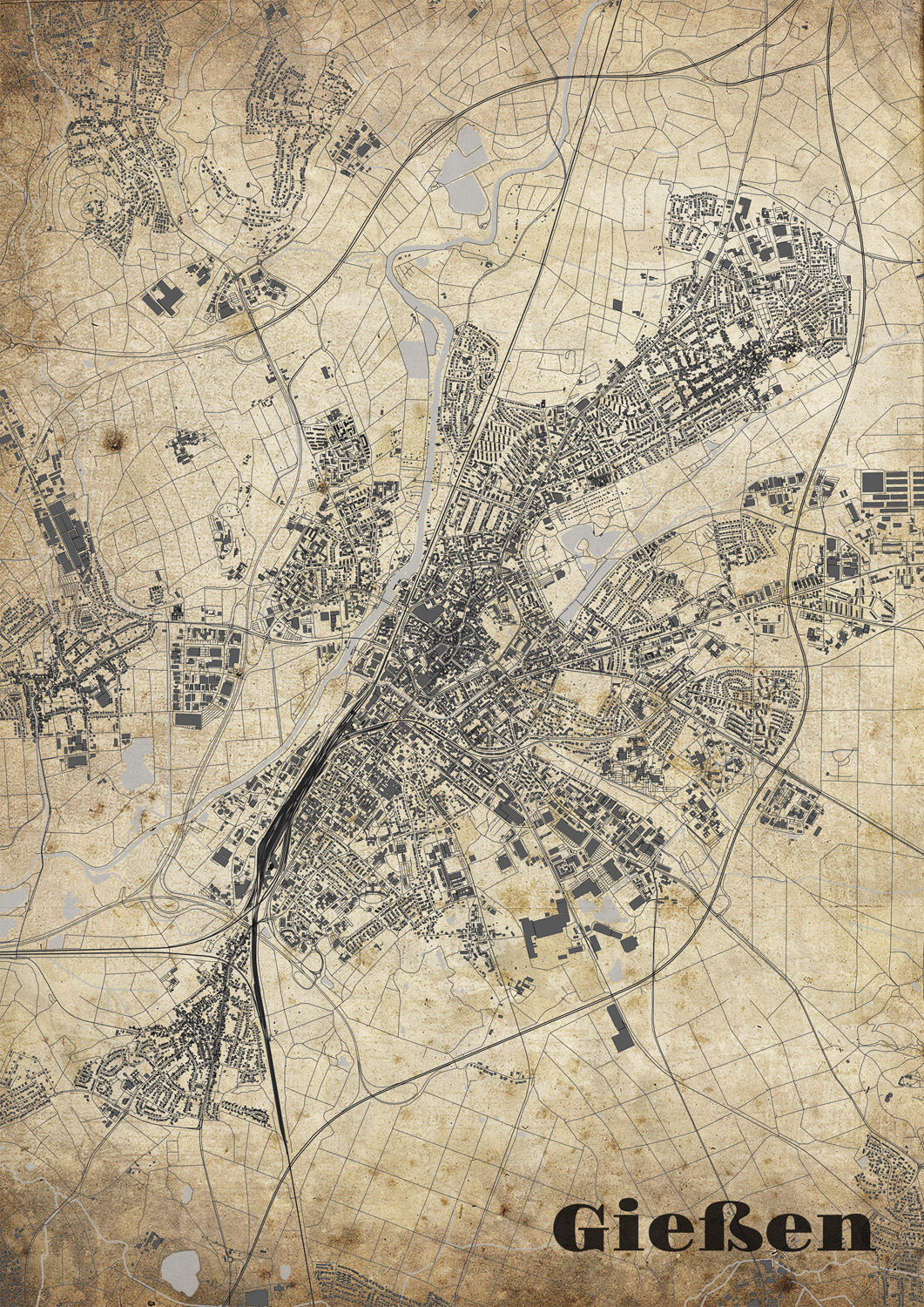 KlausUndSo - Stadtplan Gießen im Vintage-Style