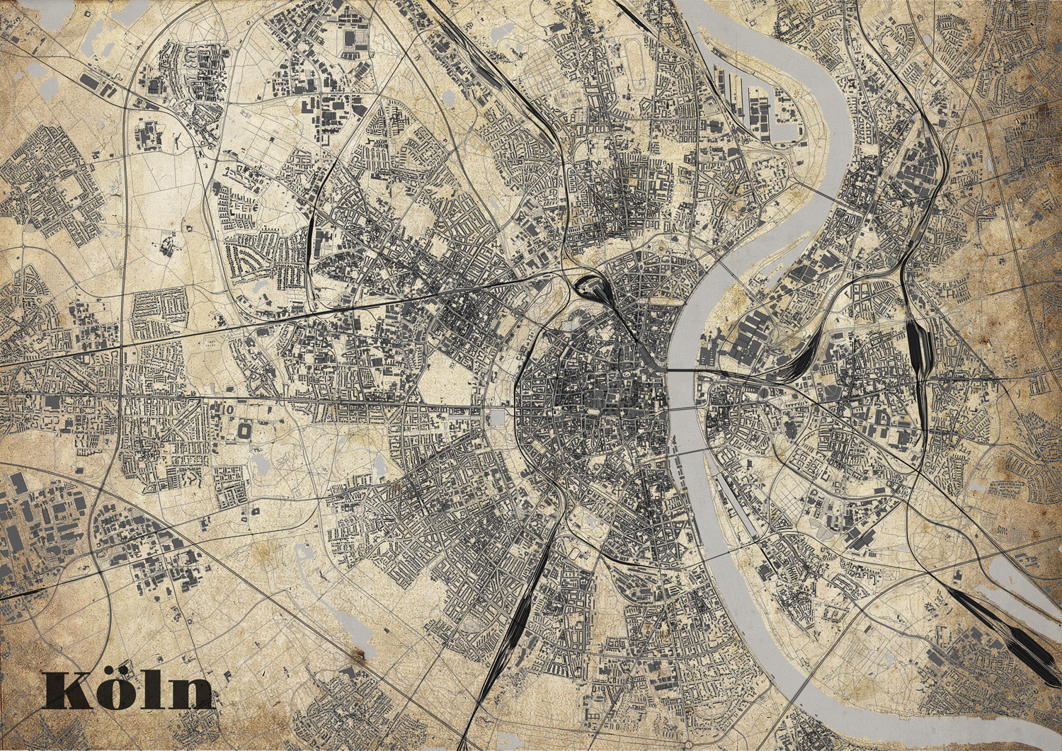 KlausUndSo - City map of Cologne in Vintage Style